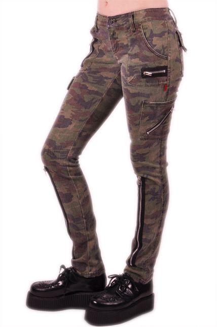 Tripp Camo Army Skinny Jeans Camouflage Rockabilly Punk Biker Moto