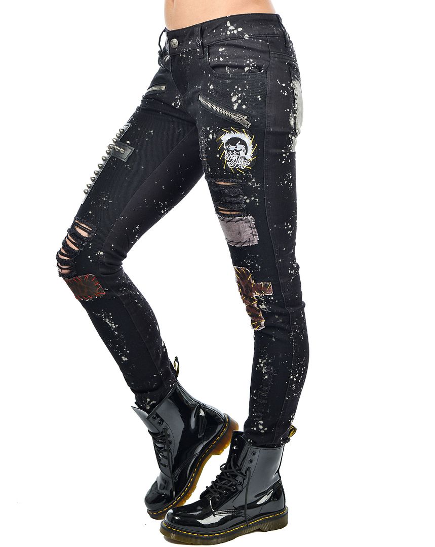 Tripp Zipper Skinny Jeans Rockabilly Punk Biker Moto Tattoo Moto Pants